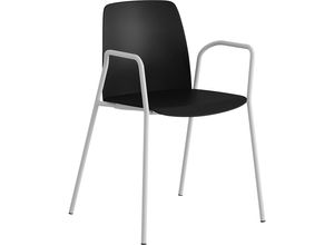 7333362002591 - Stuhl Helmer Sitz Lehne aus Kunststoff VE 4 Stk Sitz schwarz Gestell weiß mit Armlehnen kaiserkraft