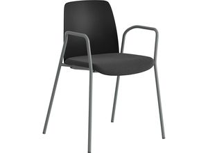 7333362002737 - Stuhl Helmer Sitz gepolstert Lehne Kunststoff VE 4 Stk Sitz schwarz Gestell silber mit Armlehnen kaiserkraft