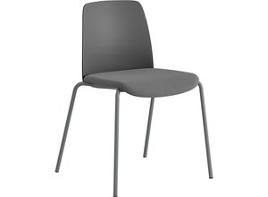 7333362005738 - Stuhl Helmer Sitz gepolstert Lehne Kunststoff VE 4 Stk Sitz dunkelgrau Gestell silber kaiserkraft