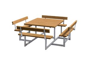 5703393738622 - Gruppensitzbank für 8 Personen LxT 2240 x 2240 mm mit 4 Rückenlehnen Teak kaiserkraft