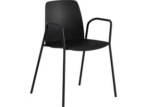 7333362002577 - Stuhl Helmer Sitz Lehne aus Kunststoff VE 4 Stk Sitz schwarz Gestell schwarz mit Armlehnen kaiserkraft