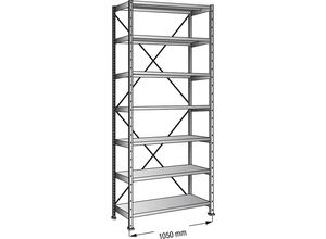 4260035219723 - Steckregal verzinkt 7 Böden Höhe 3000 mm Bodenbreite 1000 mm Tiefe 400 mm Grundregal kaiserkraft