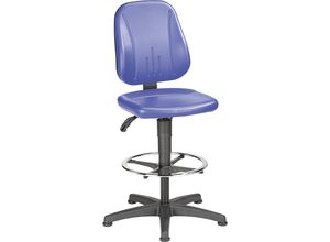 4016849323367 - Arbeitsdrehstuhl mit Gasfeder-Höhenverstellung Kunstlederbezug blau mit Bodengleitern und Fußring bimos