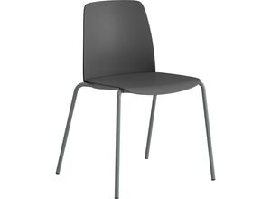 7333362005615 - Stuhl Helmer Sitz Lehne aus Kunststoff VE 4 Stk Sitz dunkelgrau Gestell silber kaiserkraft