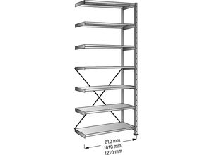 4260035219242 - Steckregal verzinkt 7 Böden Höhe 2640 mm Bodenbreite 800 mm Tiefe 500 mm Anbauregal kaiserkraft