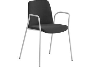 7333362003949 - Stuhl Helmer Sitz Lehne gepolstert VE 4 Stk Sitz schwarz Gestell weiß mit Armlehnen kaiserkraft