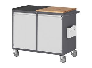 4040376918192 - Kompaktwerkbänke fahrbar 2 Türen Arbeitsfläche Holz   Metall anthrazit   lichtgrau RAU