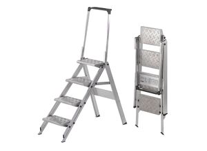 4260270954212 - Alu-Klapptreppe Stufen Aluminium geriffelt mit Sicherheitsbügel 4 Stufen kaiserkraft