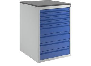 4040376927217 - Schubladenschrank mit Teleskopführungen Höhe 820 mm Schubladen 4 x 60 4 x 120 mm lichtgrau   enzianblau Breite 580 mm RAU