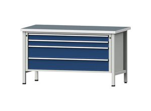 4014641018078 - Werkbank mit XL XXL-Schubladen Gestellbauweise Breite 1500 mm 4 Schubladen Universalplatte Front enzianblau ANKE