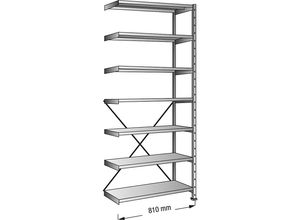4260035219228 - Steckregal verzinkt 7 Böden Höhe 2640 mm Bodenbreite 800 mm Tiefe 300 mm Anbauregal kaiserkraft