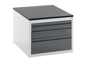 4040376926715 - Schubladenschrank mit Teleskopführungen Höhe 460 mm Schubladen 1 x 60 1 x 120 1 x 180 mm lichtgrau   anthrazit-metallic Breite 580 mm RAU