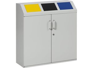 4061753275684 - eurokraft pro Wertstoffsammelschrank Volumen 3 x 50 l lichtgrau RAL 7035