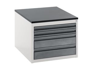 4040376926753 - Schubladenschrank mit Teleskopführungen Höhe 460 mm Schubladen 2 x 60 2 x 120 mm lichtgrau   anthrazit-metallic Breite 580 mm RAU