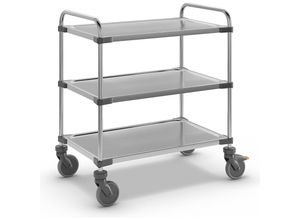 4007537083656 - Edelstahl-Tischwagen VARITHEK SERVO+ LxBxH 870 x 570 x 950 mm Ladefläche 800 x 500 mm 3 Etagen Tragfähigkeit 150 kg kaiserkraft