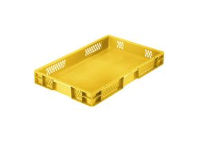 4031022064417 - Euro-Format-Stapelbehälter Wände durchbrochen Boden geschlossen LxBxH 600 x 400 x 75 mm gelb VE 5 Stk kaiserkraft