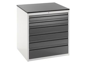 4040376927200 - Schubladenschrank mit Teleskopführungen Höhe 820 mm Schubladen 2 x 90 3 x 120 1 x 180 mm lichtgrau   anthrazit Breite 770 mm RAU