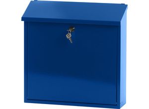 8713631035700 - Briefkasten mit klappbarem Schrägdach HxBxT 370 x 370 x 115 mm Stahlblech pulverbeschichtet blau RAL 5005 kaiserkraft