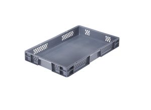 4031022064424 - Euro-Format-Stapelbehälter Wände durchbrochen Boden geschlossen LxBxH 600 x 400 x 75 mm grau VE 5 Stk kaiserkraft