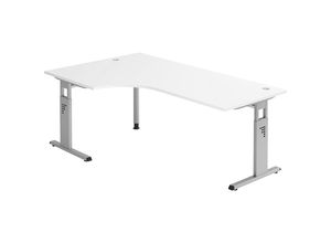 4032062135235 - Schreibtisch manuell höhenverstellbar 65-85cm (H) 200x120cm (BxT) L-Form weiß   silber 4032062135235 Hammerbacher