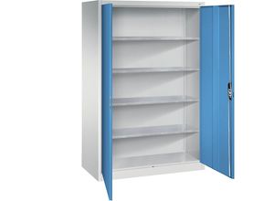 4069361446243 - Werkstatt-Flügeltürschrank HxBxT 1950 x 1200 x 600 mm lichtgrau   lichtblau C+P