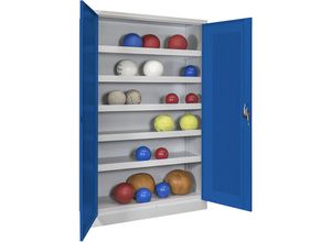 4055955093641 - Ball-Flügeltürschrank Höhe 1950 mm mit Lochblech-Türen Breite 1200 mm grau   blau Pavoy