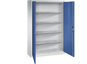 4069361437227 - Werkstatt-Flügeltürschrank HxBxT 1950 x 1200 x 400 mm lichtgrau   enzianblau C+P
