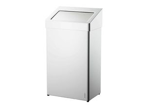 4045504403076 - AIR-WOLF Mülleimer Edelstahl mit Klappdeckel Volumen 60 l BxHxT 400 x 726 x 258 mm weiß pulverbeschichtet