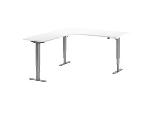 4061753259516 - Schreibtisch Atlanta elektrisch höhenverstellbar L-Form BxT 1800 x 2000 mm weiß silber links kaiserkraft