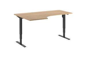 4061753266255 - Schreibtisch Atlanta elektrisch höhenverstellbar Ecke BxT 1800 x 1200 mm Buche schwarz links kaiserkraft