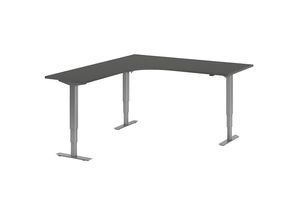 4061753259455 - Schreibtisch Atlanta elektrisch höhenverstellbar L-Form BxT 1800 x 2000 mm dunkelgrau silber links kaiserkraft