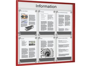 4260256792296 - Schaukasten für innen für Format 3 x 2 DIN A4 Rahmen rot kaiserkraft