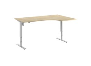 4061753259318 - Schreibtisch Atlanta elektrisch höhenverstellbar Ecke BxT 1800 x 1200 mm Eiche weiß rechts kaiserkraft