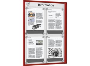 4260256792289 - Schaukasten für innen für Format 2 x 2 DIN A4 Rahmen rot kaiserkraft