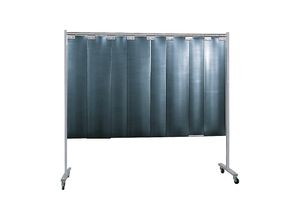 4250616425636 - Schweißer-Schutzwand fahrbar 1 teilige Ausführung HxB 1900 x 2100 mm mit Lamellenvorhang dunkelgrün kaiserkraft