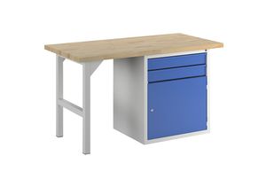 4061753284273 - Werkbank Baukastensystem 2 Schubladen 1 Tür Breite 1500 mm blau kaiserkraft