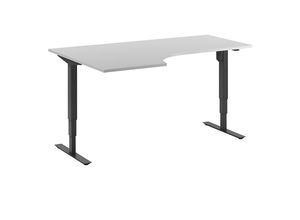 4061753266477 - Schreibtisch Atlanta elektrisch höhenverstellbar Ecke BxT 1800 x 1200 mm lichtgrau schwarz links kaiserkraft
