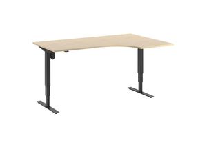 4061753266330 - Schreibtisch Atlanta elektrisch höhenverstellbar Ecke BxT 1800 x 1200 mm Birke schwarz rechts kaiserkraft
