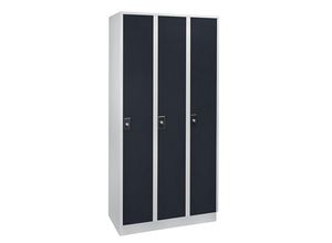 4250618243894 - Garderobenschrank 3 Abteile à 300 mm Breite lichtgrau   anthrazitgrau