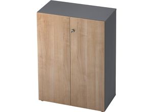 4032062157886 - eurokraft pro Aktenschrank Flügeltüren 2 Fachböden graphit   Nussbaum-Dekor