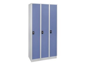 4250618248141 - Garderobenschrank 3 Abteile à 300 mm Breite lichtgrau   taubenblau