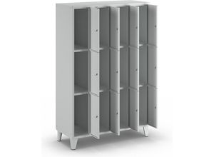 4250618206868 - 3er-Schließfachschrank München 4 Abteile Breite 1200 mm lichtgrau Wolf