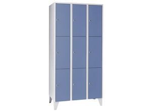 4250618249131 - 3er-Schließfachschrank München 3 Abteile Breite 900 mm taubenblau Wolf
