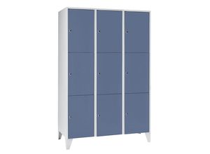 4250618249070 - 3er-Schließfachschrank München 3 Abteile Breite 1200 mm taubenblau Wolf