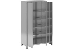 4061753116734 - Edelstahl-Flügeltürenschrank mit Stollenfüßen mit 4 Böden HxBxT 1950 x 1000 x 500 mm kaiserkraft