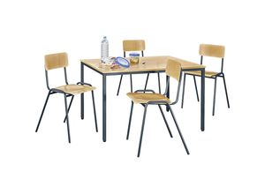 4061753276018 - eurokraft basic Mehrzweck-Sitzgruppe 1 Tisch 4 Stühle Tischplatte Buche-Dekor Gestell basaltgrau