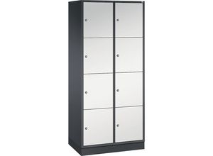 4025314868890 - INTRO Stahl-Schließfachschrank Fachhöhe 435 mm BxT 820 x 500 mm 8 Fächer Korpus schwarzgrau Türen lichtgrau