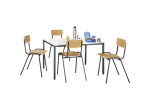 4061753275936 - eurokraft basic Mehrzweck-Sitzgruppe 1 Tisch 4 Stühle Tischplatte lichtgrau Gestell basaltgrau