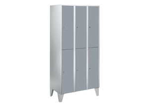 4250618250878 - Garderobenschrank mit Füßen HxBxT 1850 x 900 x 500 mm 6 Fächer silbergrau