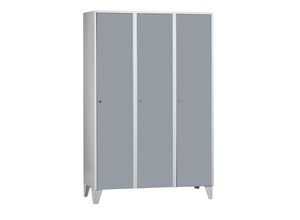 4250618250915 - Garderobenschrank mit Füßen HxBxT 1850 x 1200 x 500 mm 3 Abteile silbergrau
